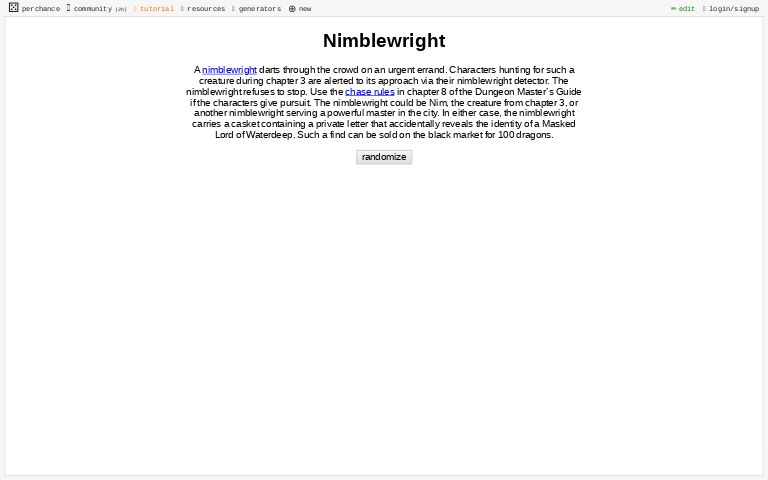 Nimblewright ― Perchance Generator