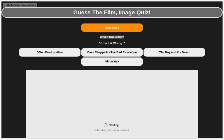 Guess The Film, Image Quiz! ― Perchance Generator