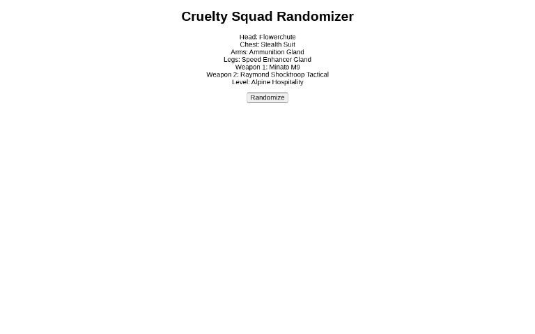 Cruelty Squad Randomizer ― Perchance Generator