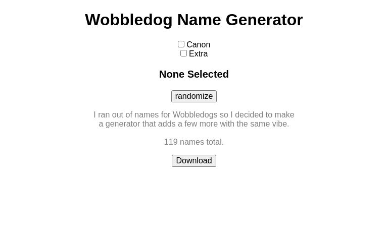 Wobbledog Name Generator