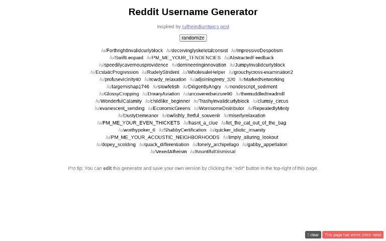Reddit Username Generator