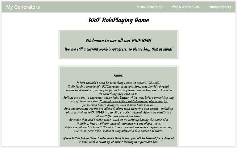 Wings of Fire RP ― Perchance Generator