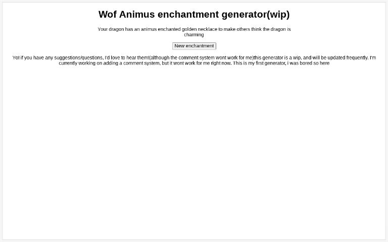 Wof Animus enchantment generator(wip)