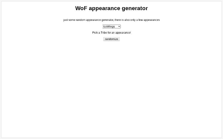 WoF appearance generator
