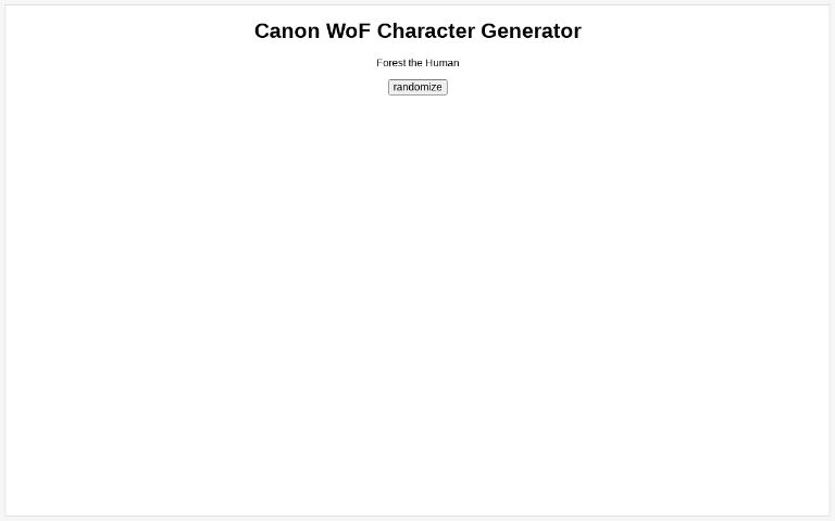 Canon WoF Character Generator