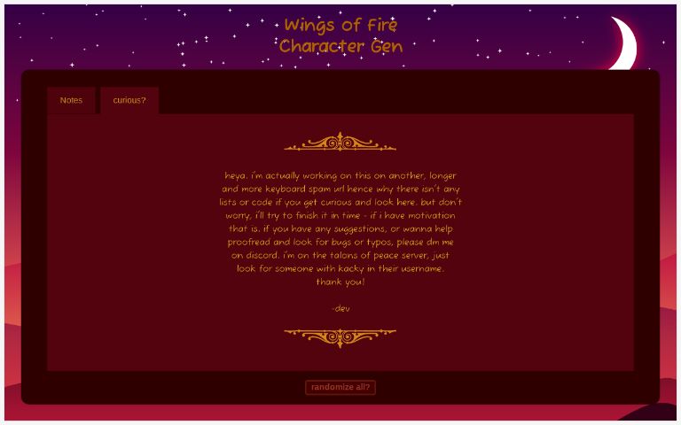 Wings of Fire Character Gen