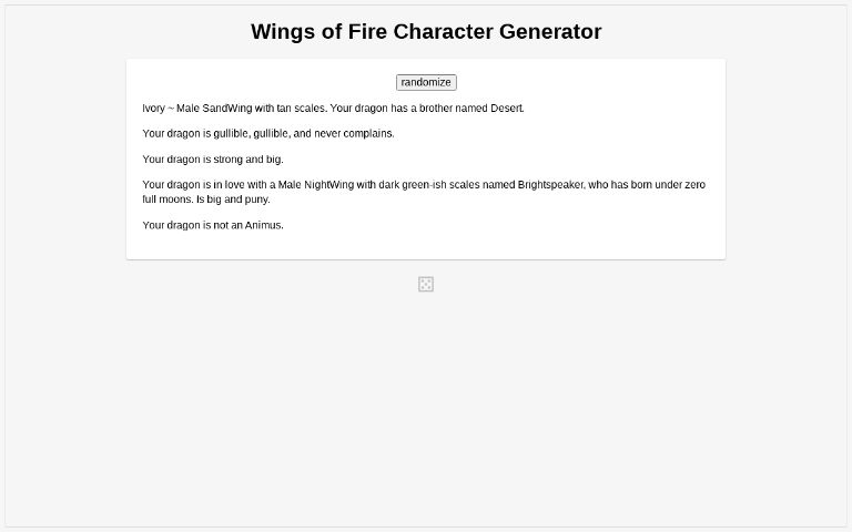 Wings of Fire Character Generator