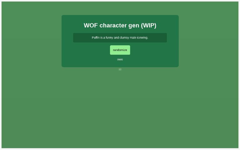 WOF character gen (WIP)