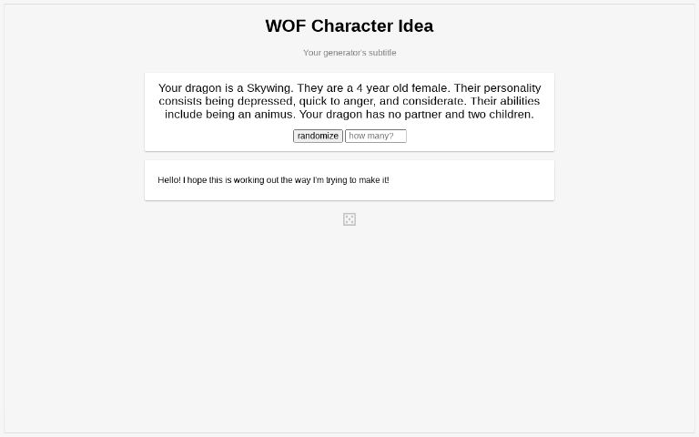 WOF Character Idea ― Perchance Generator