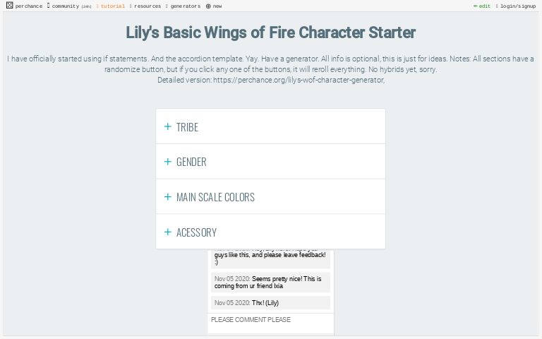 Lily's Basic Wings of Fire Character Starter ― Perchance Generator