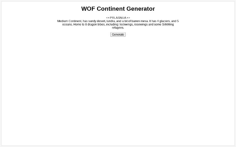 WOF Continent Generator