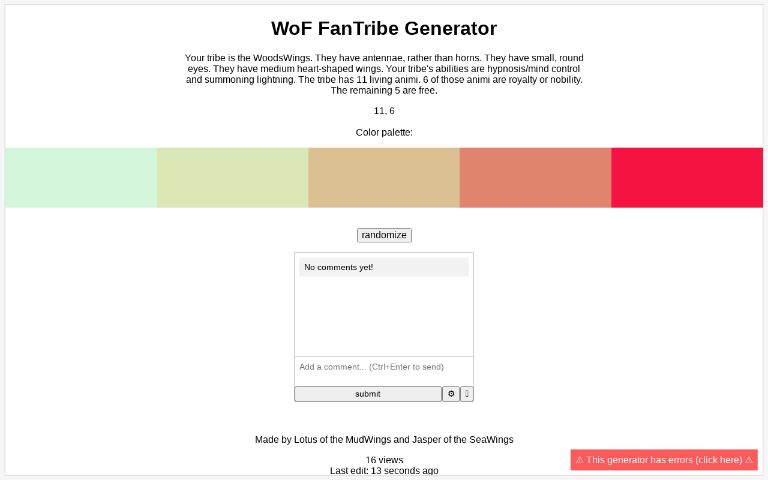 WoF FanTribe Generator