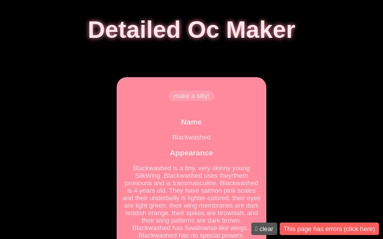 Detailed Oc Maker ― Perchance Generator
