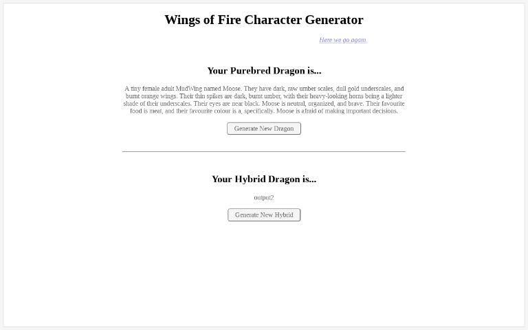 Wings of Fire Character Generator