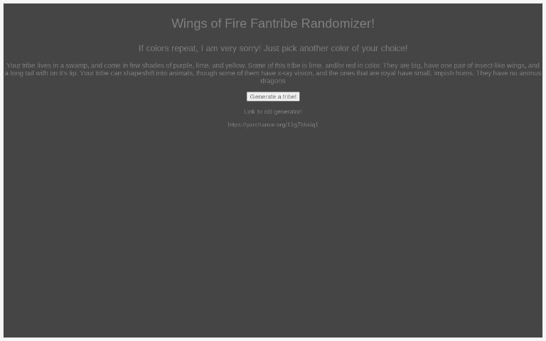 Wof Fantribe Randomizer ― Perchance Generator