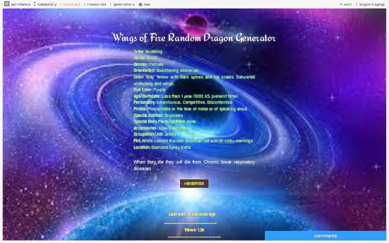 Wings of Fire Random Dragon Generator