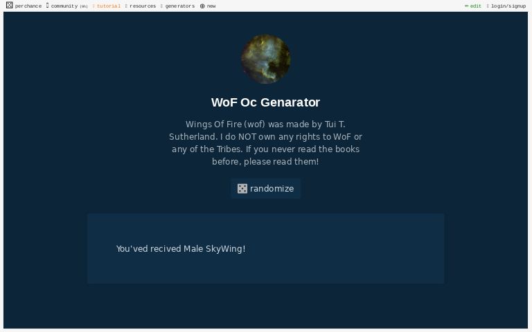 WoF Oc Genarator ― Perchance Generator