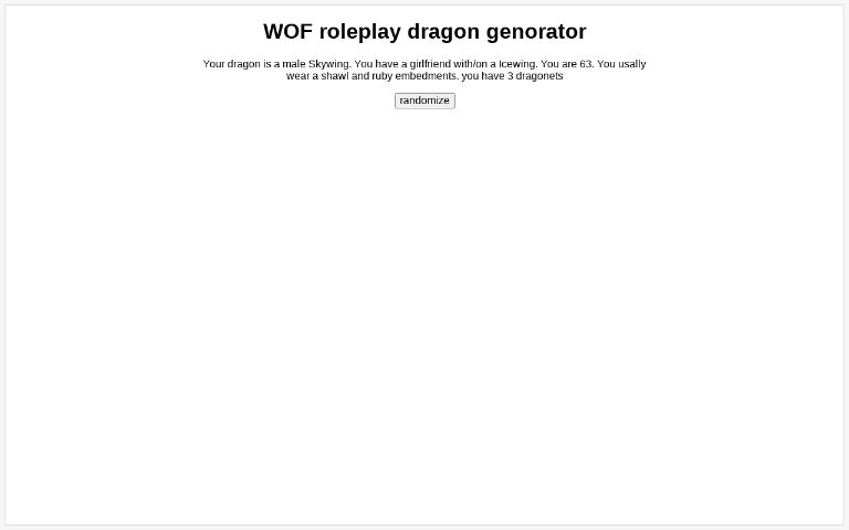 WOF roleplay dragon genorator