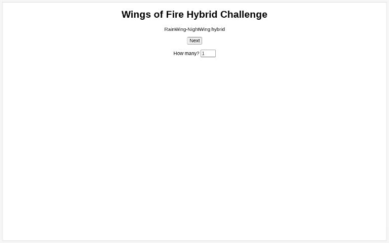 Wings of Fire Hybrid Challenge ― Perchance Generator