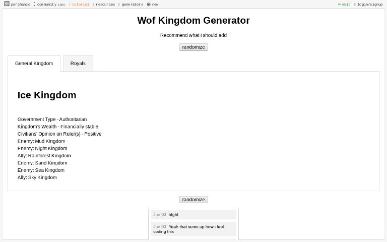 Wof Kingdom Generator
