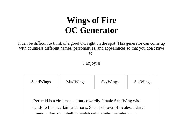 Wings of Fire OC Generator