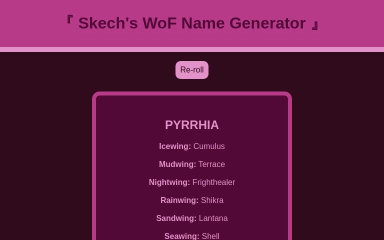 Skech's WoF Name Generator