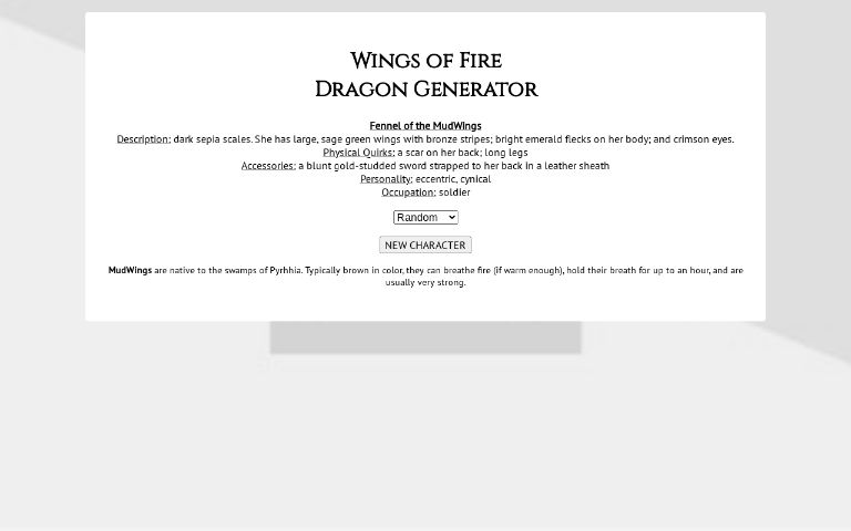 Wings of Fire Dragon Generator