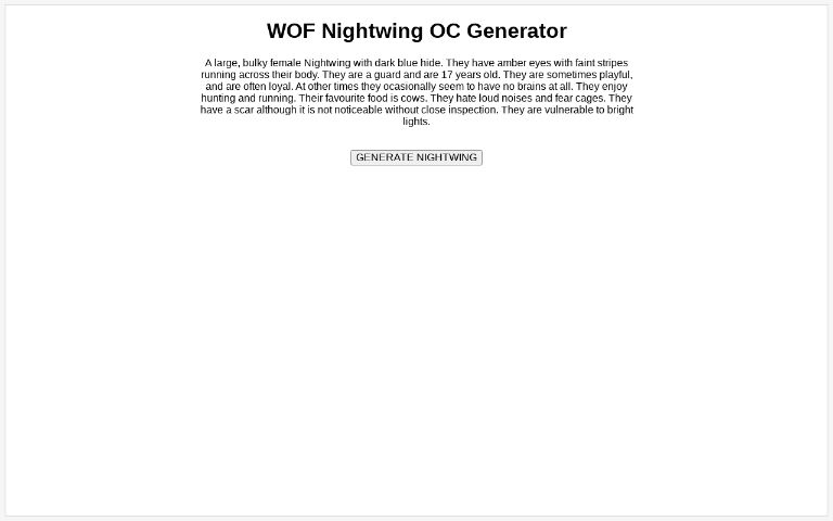 WOF Nightwing OC Generator