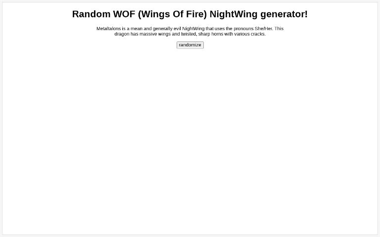 Random WOF (Wings Of Fire) NightWing generator!