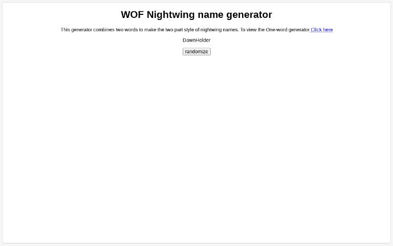 WOF Nightwing name generator