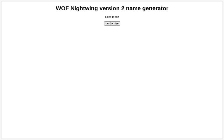 WOF Nightwing version 2 name generator
