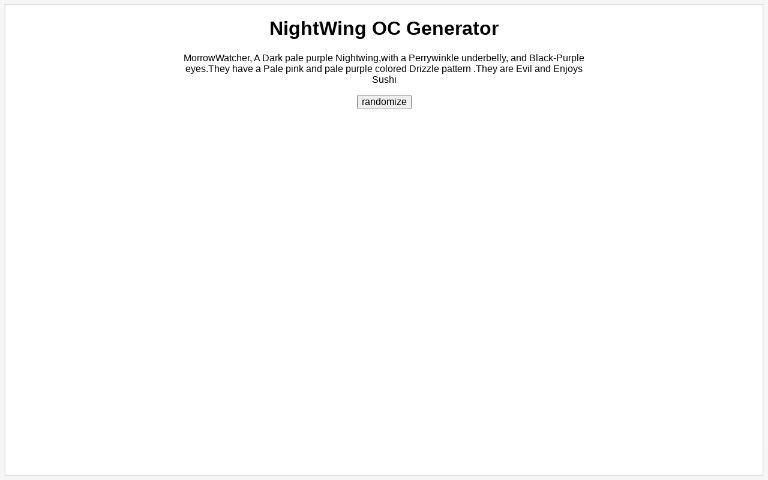 NightWing OC Generator