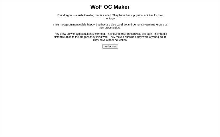 WoF OC Maker ― Perchance Generator