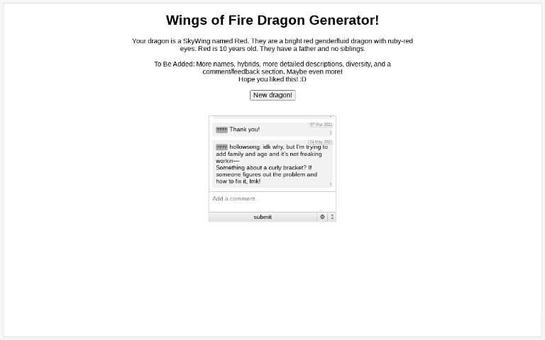 Wings of Fire Dragon Generator!