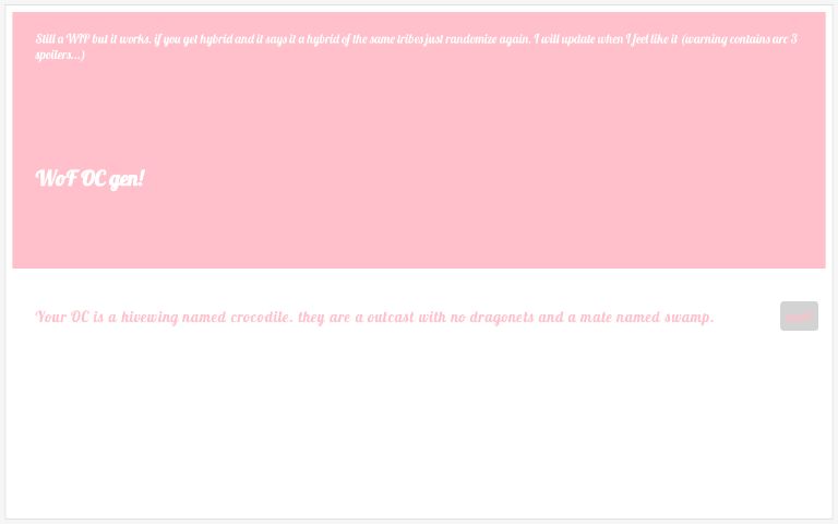 WoF OC gen! ― Perchance Generator