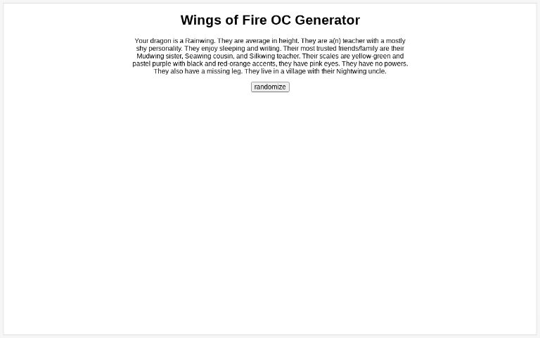 Wings of Fire OC Generator