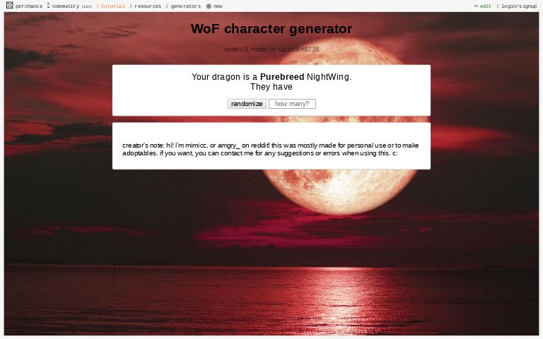WoF character generator