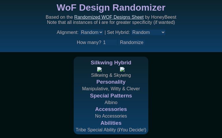 WoF Design Randomizer ― Perchance Generator
