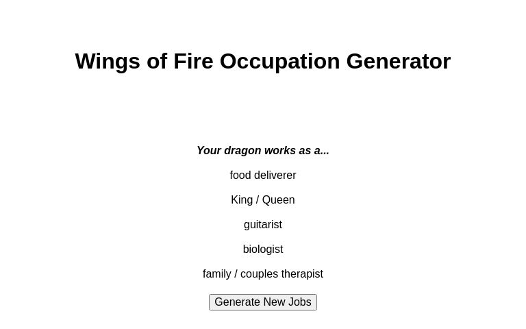 Wings of Fire Occupation Generator
