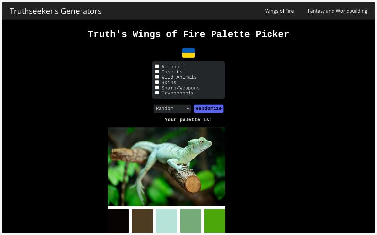 Truth's Wings of Fire Palette Picker ― Perchance Generator