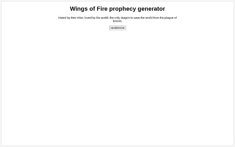 Wings of Fire prophecy generator