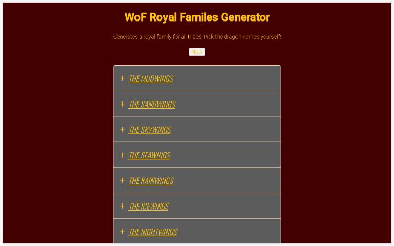WoF Royal Familes Generator