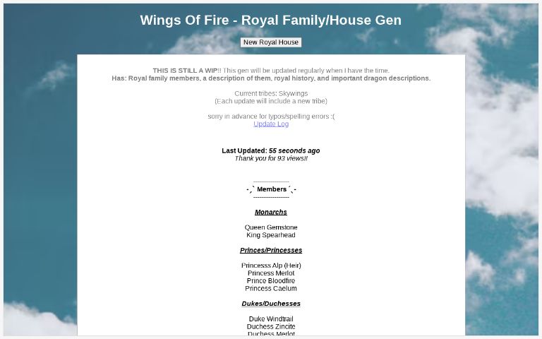 Wings Of Fire - Royal Family/House Gen ― Perchance Generator