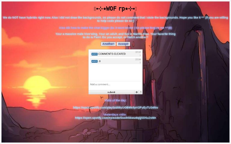 ⊹٭𝚆𝙾𝙵 𝚛𝚙٭⊹•꧂ ― Perchance Generator