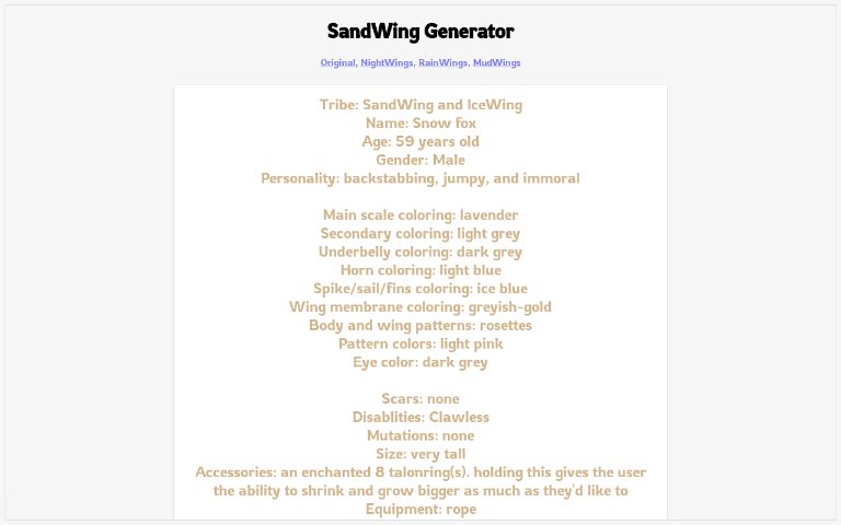SandWing Generator