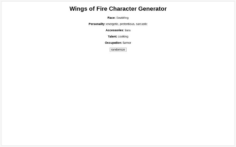Wings of Fire Character Generator