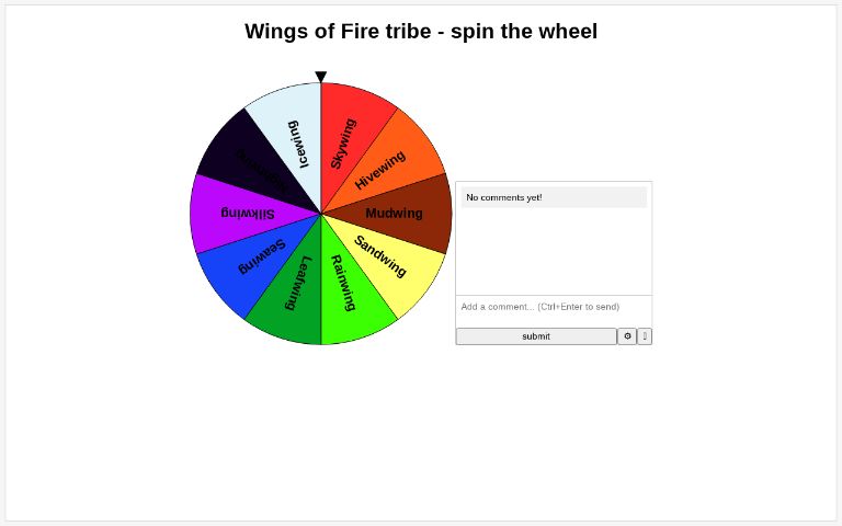 Wings of Fire tribe - spin the wheel ― Perchance Generator