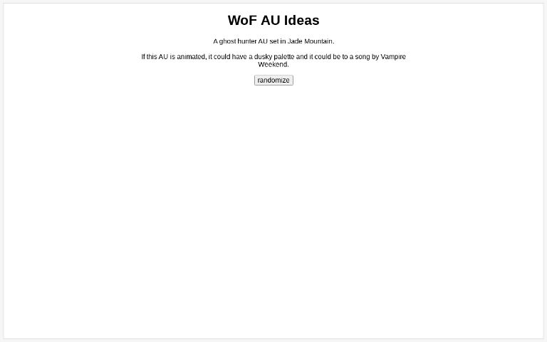 WoF AU Ideas ― Perchance Generator