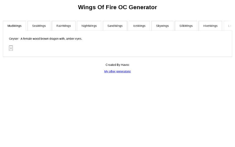 Wings Of Fire OC Generator