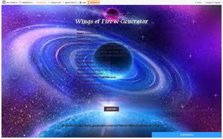 Wings of Fire oc generator